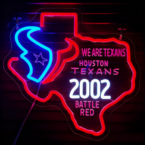 16"x15" Houston Texans 2002 TX Vivid LED Neon Sign With Dimmer USB ...
