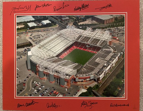 12x16 MANCHESTER UNITED PHOTO MOUNT SIGNED BY 9 LEGENDS DENIS LAW | eBay UK