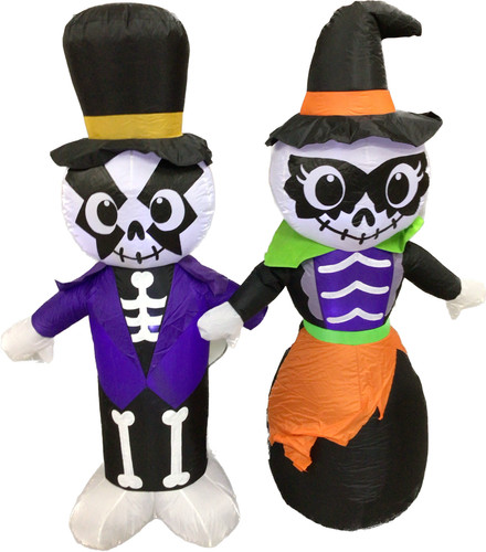 5ft Gemmy Airblown Inflatable Prototype Halloween Cute Skeleton Duo ...