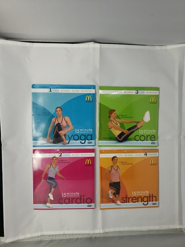 SEALED Set of 4 McDonald's 15 Minute Workout DVDs Yoga Cardio Core ...