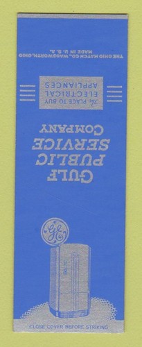 Matchbook Cover - Gulf Public Service GE Appliances SAMPLE | eBay