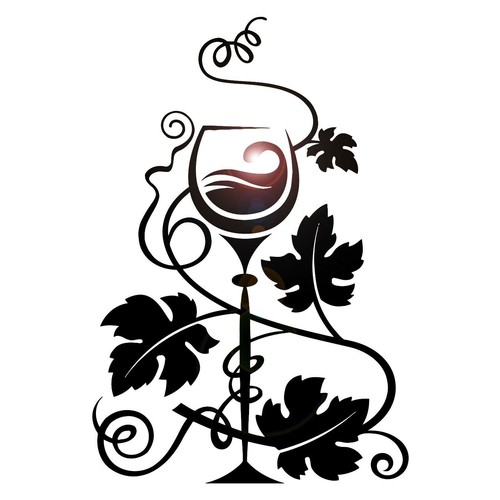Vinyl Wall Decal Wine Glass Grapes Restaurant Kitchen Mural Stickers ...