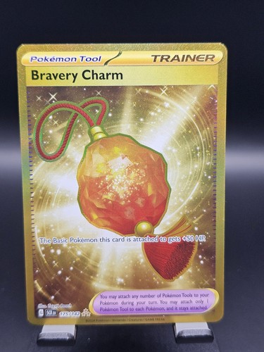 Pokemon TCG Bravery Charm Stellar Crown Gold Secret Hyper Rare Card 175 ...