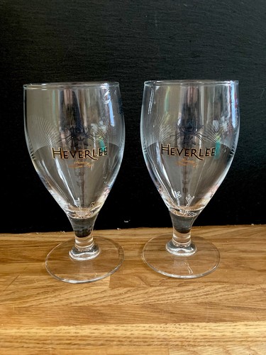 2 X Heverlee Belgian Lager Glasses 1/2 Pint. Home Bar. Mancave Pub ...