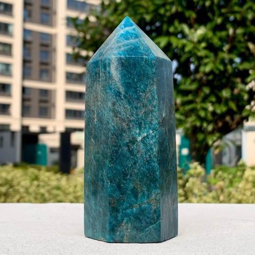 480G Natural Blue Apatite Quartz Crystal Stone Tower Obelisk Wand Point ...