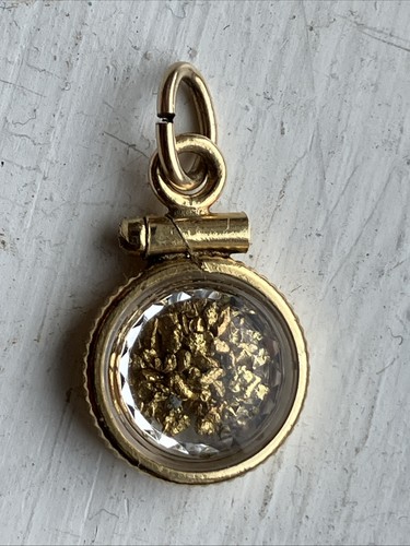 21k PLACER GOLD IN 12K GOLD FILLED NECKLACE PENDANT, 1 GRAM TOTAL ...