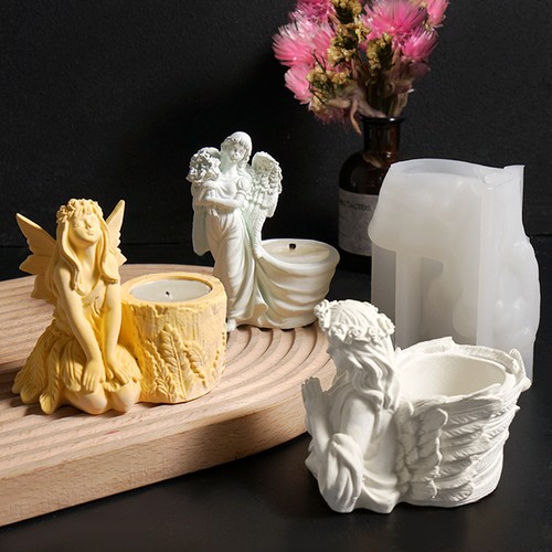 Roman Angel Flower Pot Plaster Silicone Mold Garden Prayer Bouque ...