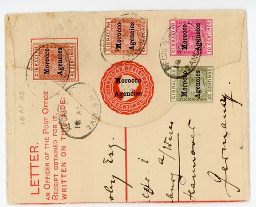 P51/34 MOROCCO AGENCIES 1903 PART OF REGISTERED STATIONARY UPRATED WITH ...