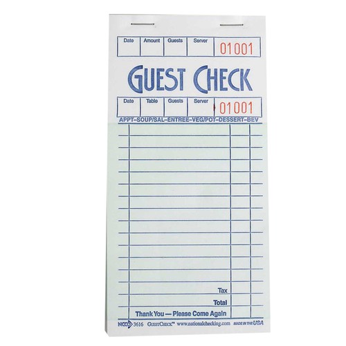 National Checking Guest Check 1 Part 16 Line Green (PACK OF 5000) | eBay