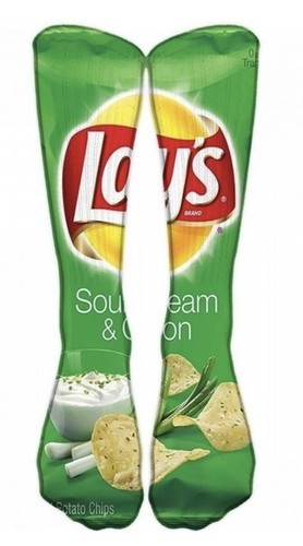 NIP ADULT Unisex LAYS Sour Cream Potato Chips Long Cotton Custom Socks ...