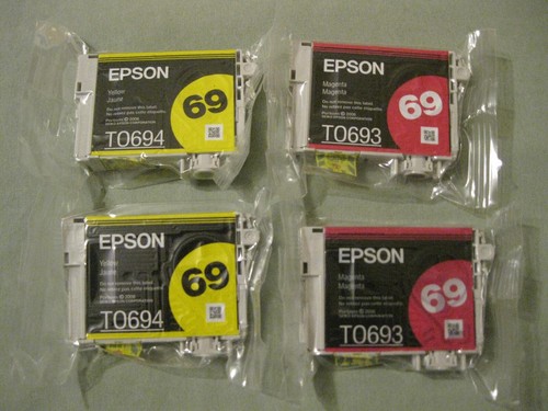 Genuine Epson 69 Color Ink Cartridges -lot of 2 Magenta And 2 Yellow ...