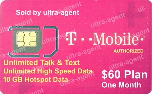 T-Mobile Prepaid SIM Card $65 Plan Unlimited Data+ 5 GB Hotspot- One ...
