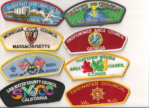 LOT OF 8 DIFFERENT MINT CSP'S COUNCIL SHOLDER PATCHES 7 MINT 1 USED BSA ...