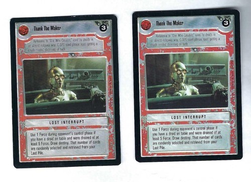 2x Star Wars CCG Premiere Limited Light Side Thank The Maker | eBay