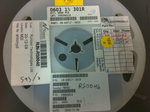 CR-03FL7-301R - TMTEC - 1806 pcs - Resistor 0603 301 Ohm 1% 0.1W SMD ...