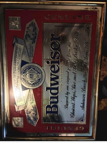 1992 BUDWEISER Anheuser-Busch #102-201 25x18 Plastic Gold Frame Beer ...