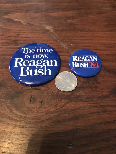 Ronald Reagan George Bush Political Pins Lot Of 2 The Time Is Now 1984 ...
