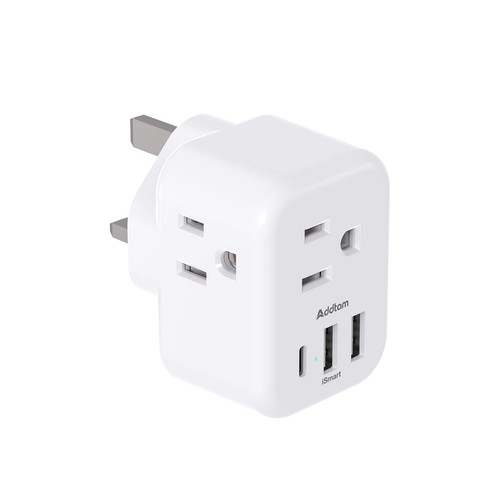 US to UK Ireland Plug Adapter, Addtam Type G Power Adapter with 3 AC ...