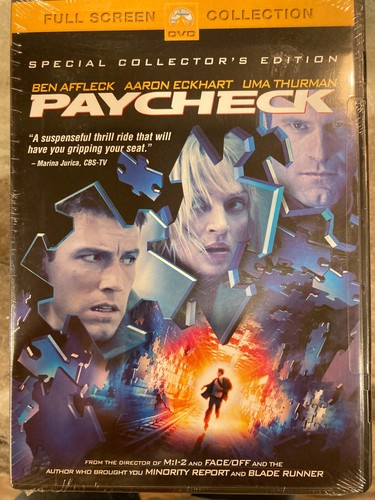 Paycheck DVD 2004 Widescreen Special Collectors Edition Ben Affleck Uma ...