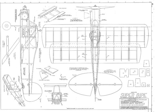 Hal De Bolt super bipe model plan with parts patterns control line ...