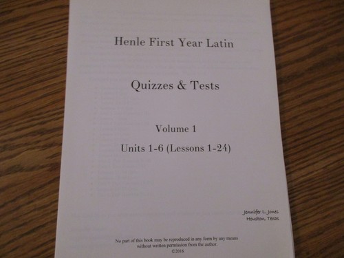 Henle First Year Latin Quizzes & Tests Volume 1 (Units 1-6) | eBay