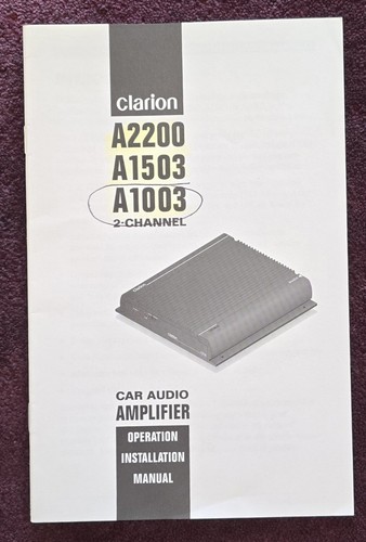 Clarion A2200 A1503 A1003 Operation Installation Manual * 16 Pages * | eBay