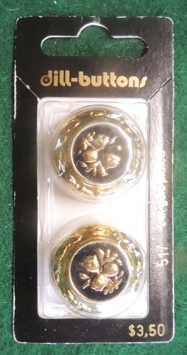 2pc Dill-Buttons of America #517 24K Gold Plated Size 1" (25mm) Dome w ...