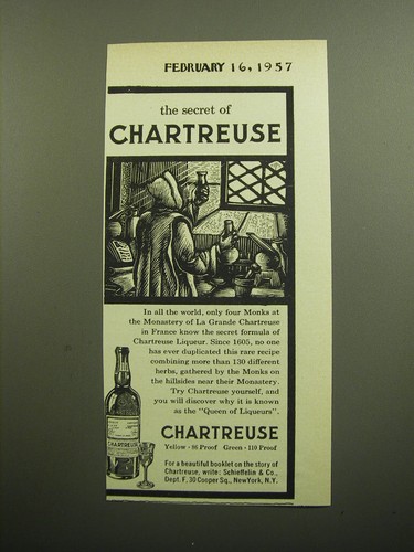 1957 Chartreuse Liqueur Ad - The secret of Chartreuse | eBay