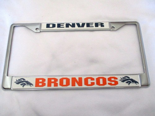 DENVER BRONCOS EMBOSSED CHROME LICENSE PLATE FRAME #2a - NEW | eBay