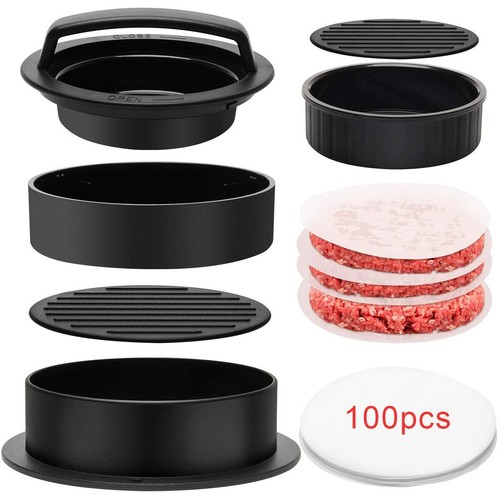 3 in 1 Burger Press Kit Includes Patty Maker and Hamburger Paper Ideal ...