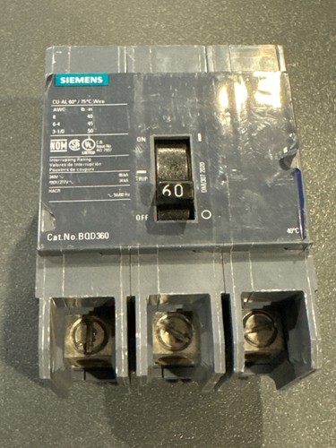 SIEMENS BQD360 3P 480V 60A BREAKER | eBay