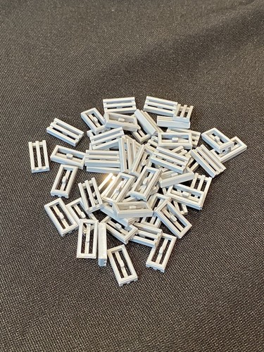 50 NEW LEGO Medium Stone Grey ("Light Gray") 1x2 Radiator Grille (2412/ ...