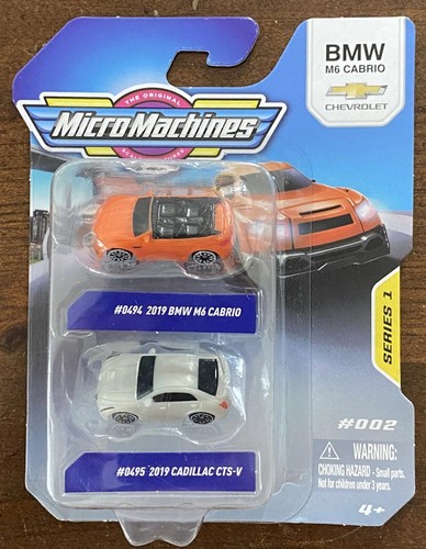 Micro Machines Series 1 #002 2-Pack RARE BMW M6 Cabrio / Cadillac CTS-V ...