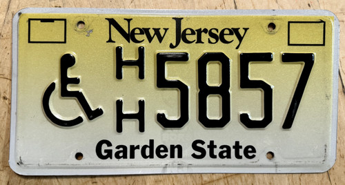 NEW JERSEY DISABLED PERSON HANDICAPPED AUTO LICENSE PLATE " HH 5857 ...