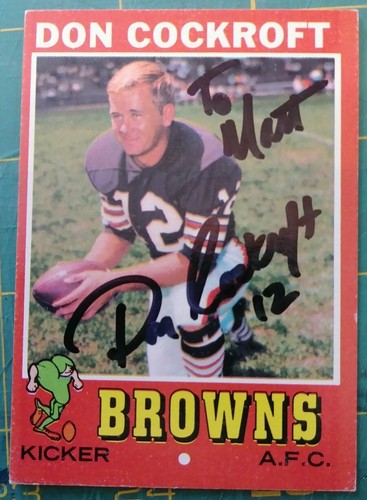 DON COCKROFT Autographed inscr. 1971 Topps card #193 Cleveland Browns ...