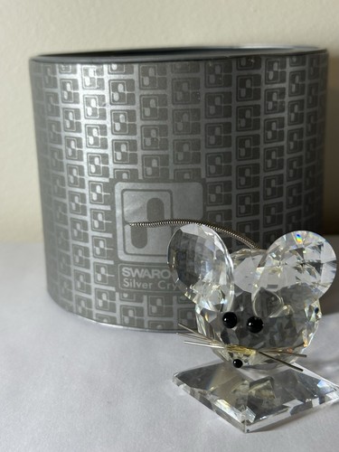 Swarovski Silver Crystal Mouse Figurine Glossy Clear Metal Boxed ...