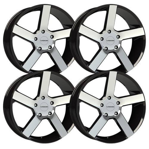 (Set-4) Vision 472 Switchback 22x9.5 6x120 30mm Black Machined Wheels ...