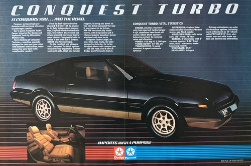 1983 DODGE CONQUEST TURBO It Conquers You & The Road Vintage PRINT AD ...