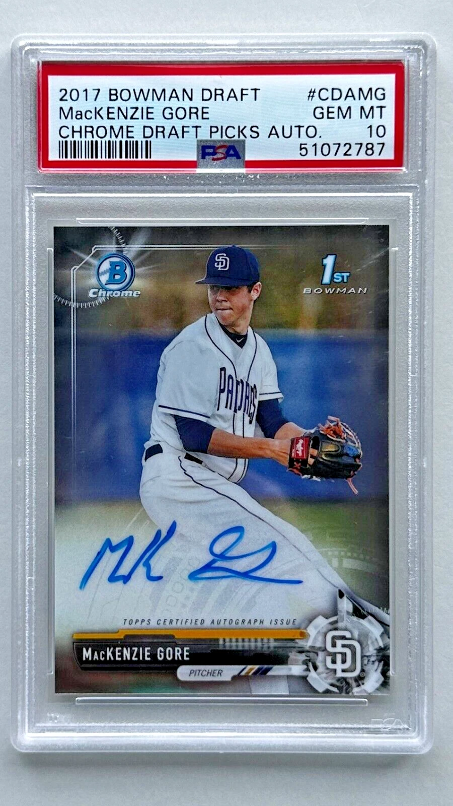 MacKenzie Gore 2017 Bowman Draft #CDA-MG Chrome DP Auto (1st) Price ...
