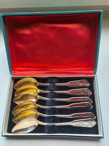 Rare Vintage Tea spoons USSR Silver 875 gold plated Baku Jewelry ...