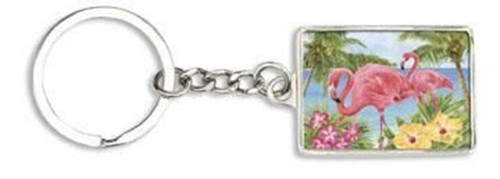 Pink Flamingo Key Chain Key Ring "Flamingo Garden" - Cape Shore 805-49 ...