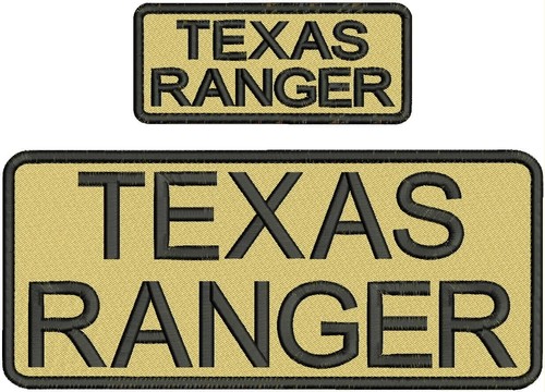 TEXAS RANGER embroidery patches 4X10 AND 2X5 HOOK ON BACK BLACK ON TAN ...