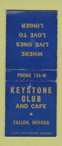 Matchbook Cover - Keystone Club Cafe Fallon NV BOBTAIL | eBay