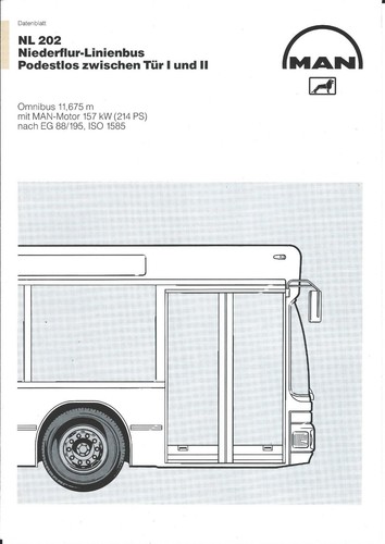 Bus Brochure - MAN - NL 202 - Niederflur Low Floor - GERMAN language ...