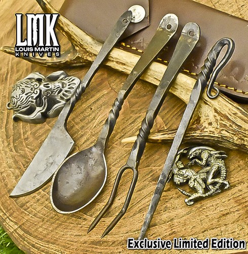 LMK Handmade Antique Table Set 440C Steel Carbon Engraving Lot of 4 ...