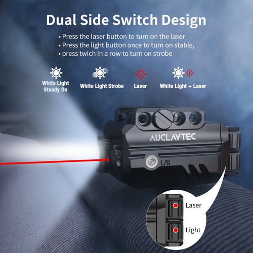 500 Lumen Pistol Laser Light Combo Red Laser Sight Beam Tactical ...