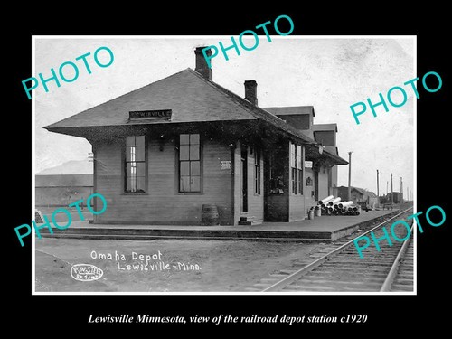 OLD POSTCARD SIZE PHOTO OF LEWISVILLE MINNESOTA RAILROAD DEPOT STATION ...