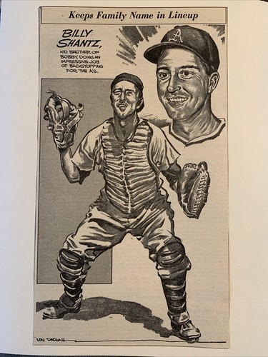 Billy Shantz Philadelphia A’s Athletics 1954 Sporting News Baseball ...
