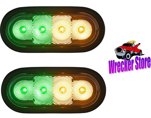 Qty. 2, 6 INCH, AMBER / GREEN 24 LED OVAL RECESSED STROBE LIGHT, QUAD ...