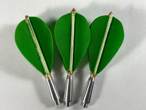 SHORT GREEN REAL HAND MADE TURKEY FEATHER FLIGHTS 1/4 THREAD FOR ...